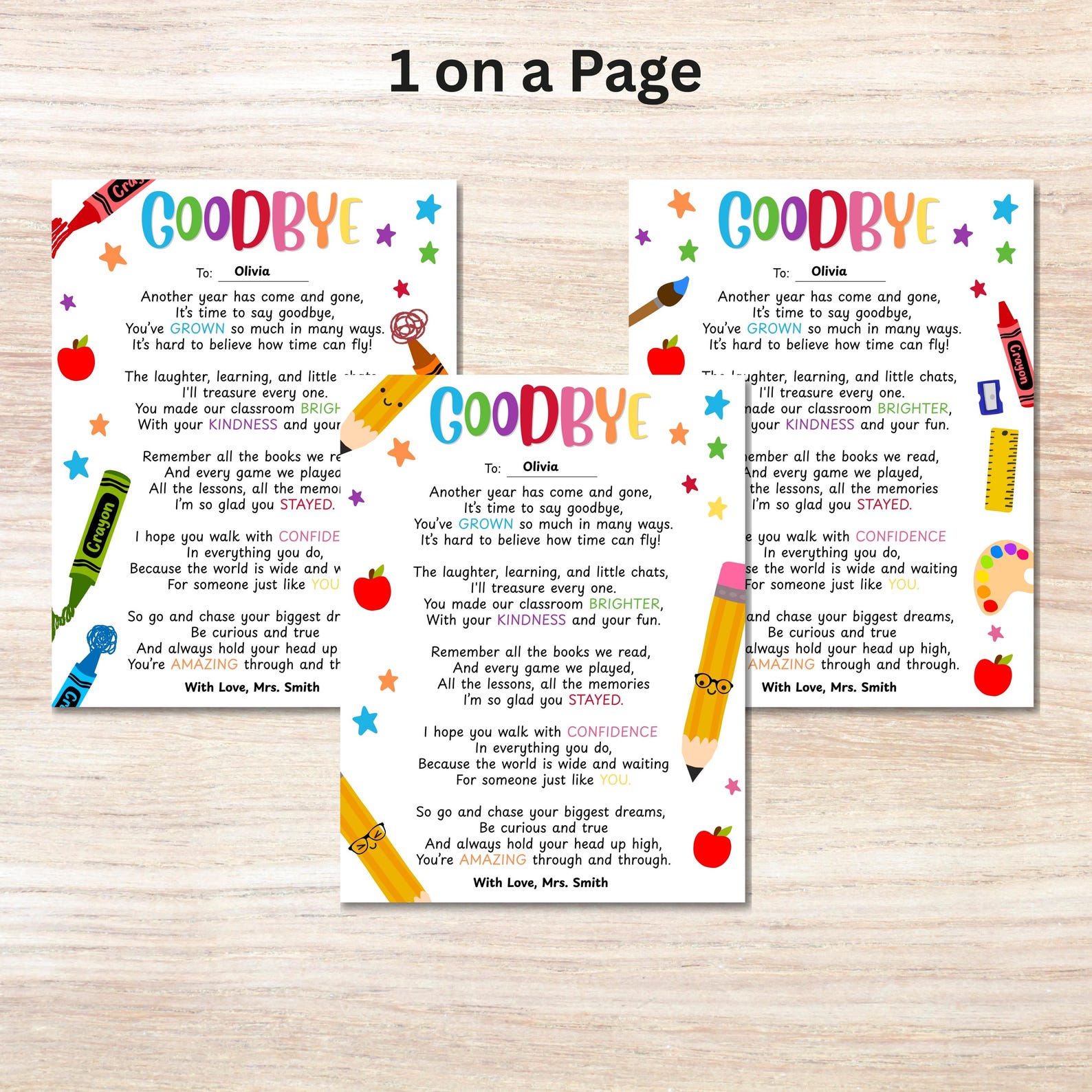 EDITABLE End of School Year Letter for Students, Goodbye Letter From ...