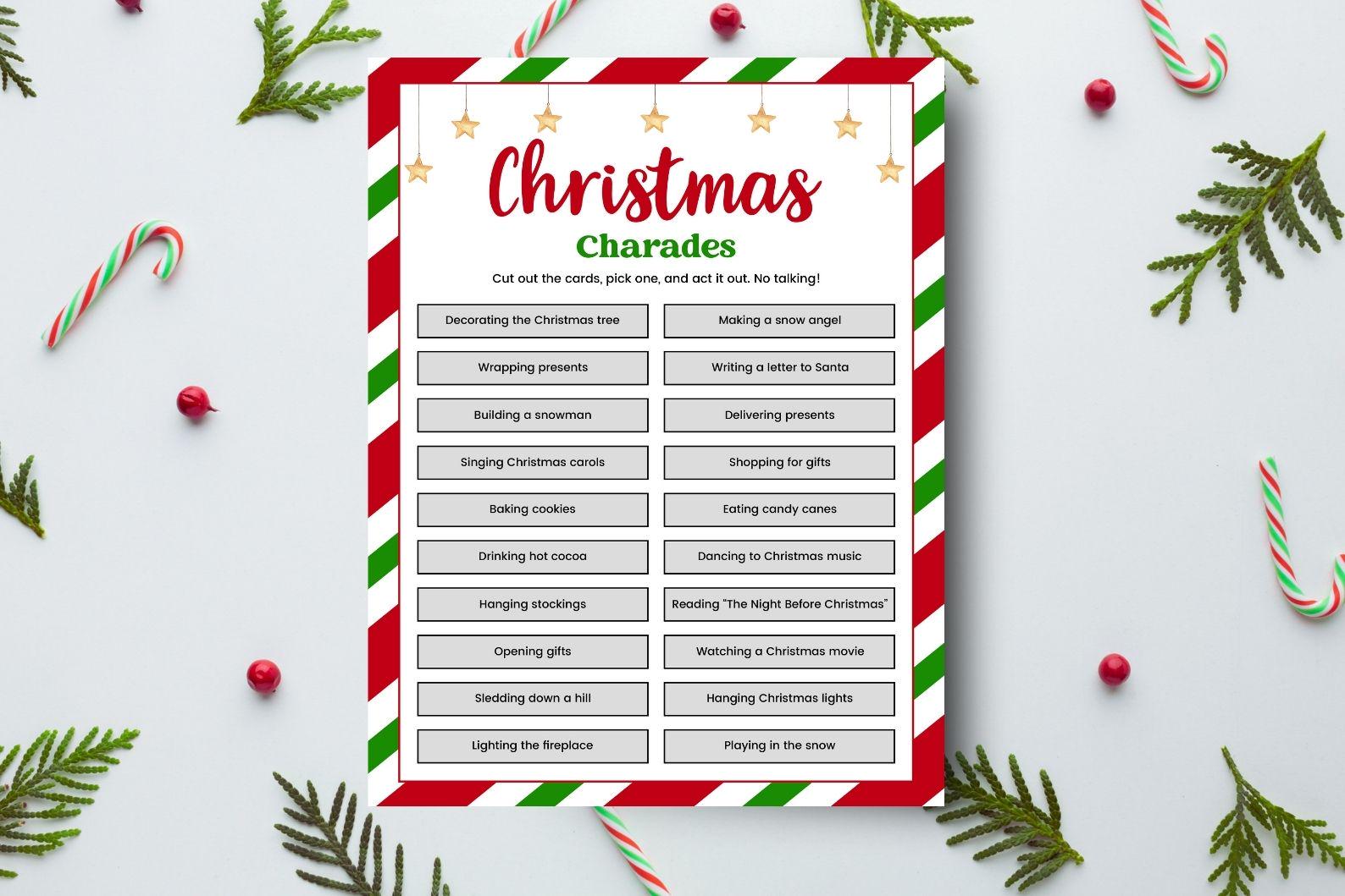 Christmas Charades Game, Printable Christmas Games for Kids and Adults ...