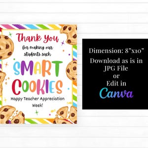 EDITABLE Cookies Teacher Appreciation Sign, Smart Cookies Teacher ...