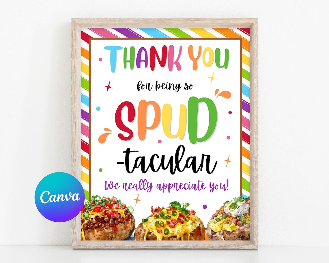 EDITABLE Teacher Appreciation Sign, Baked Potato Bar Appreciation ...