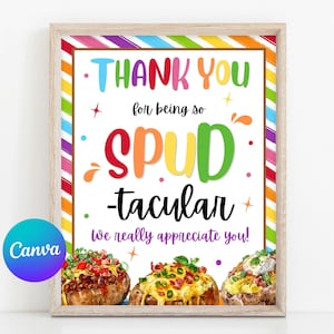 EDITABLE Teacher Appreciation Sign, Baked Potato Bar Appreciation ...