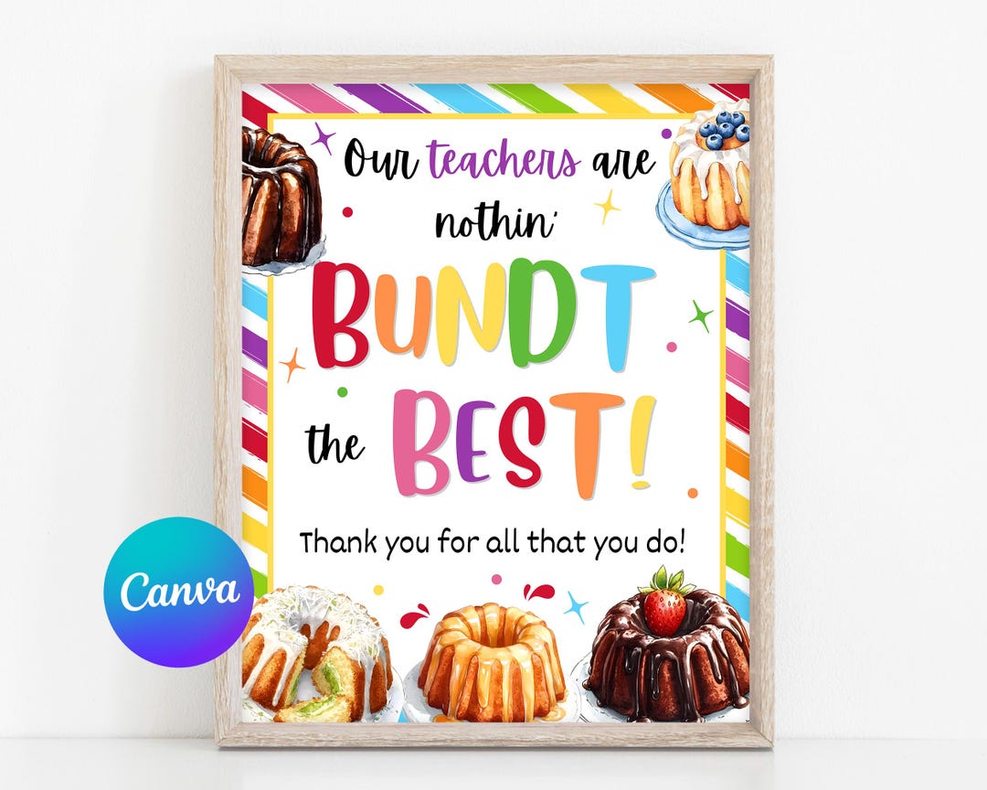 EDITABLE Bundts Teacher Appreciation Sign, Bundts Bar Appreciation ...