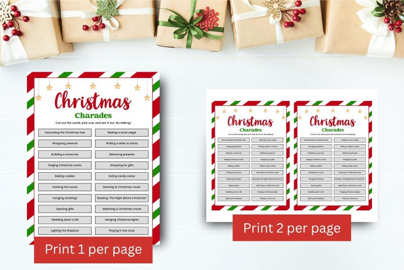Christmas Charades Game, Printable Christmas Games for Kids and Adults ...