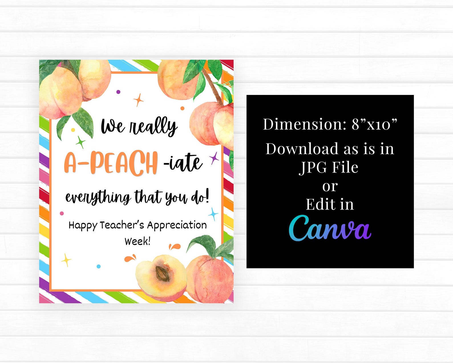 EDITABLE Peach Teacher Appreciation Sign, We Really A-peach-iate ...