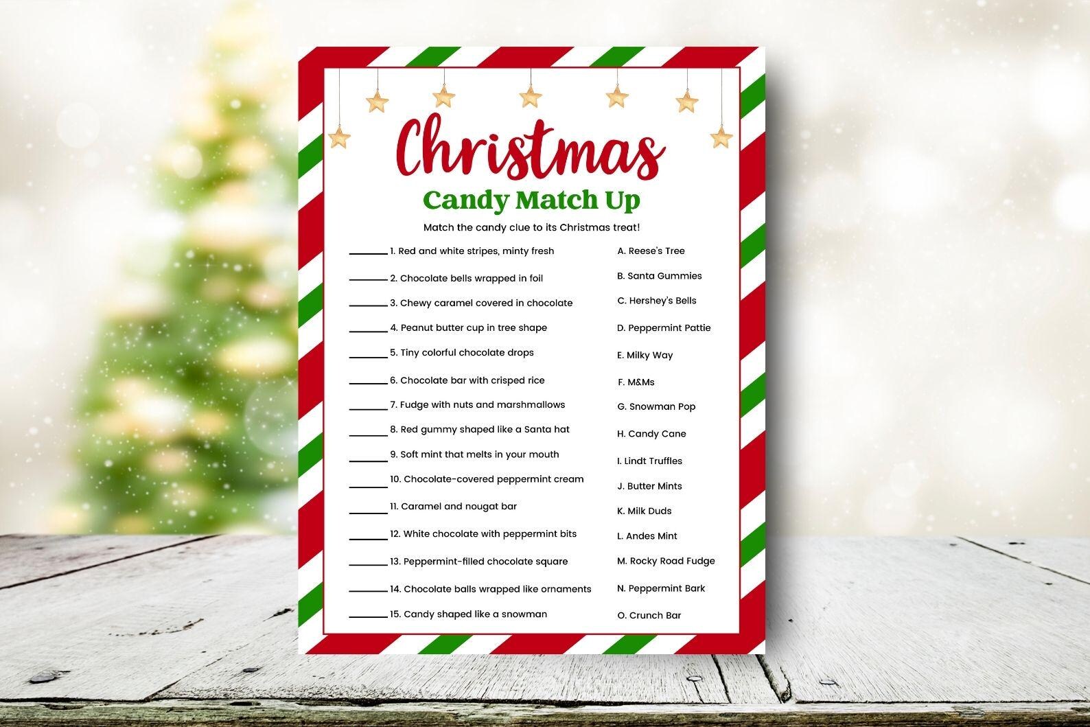 Christmas Candy Match up Game, Printable Christmas Games for Kids and ...