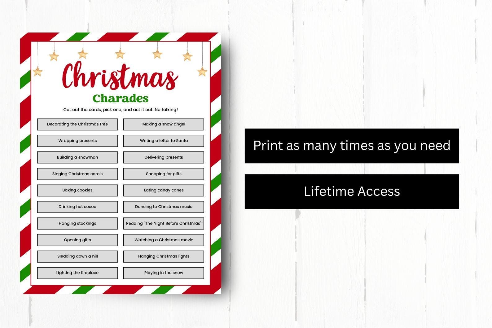 Christmas Charades Game, Printable Christmas Games for Kids and Adults ...