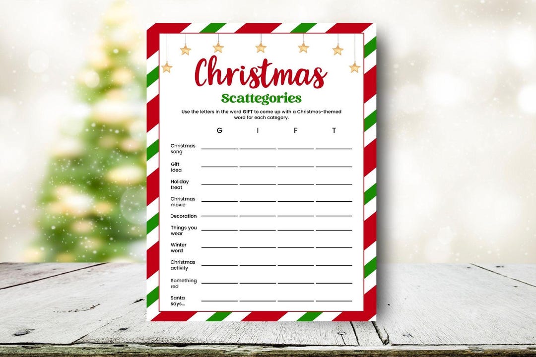 Christmas Scattergories Game, Printable Christmas Games for Kids and ...