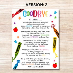 EDITABLE End of School Year Letter for Students, Goodbye Letter From ...