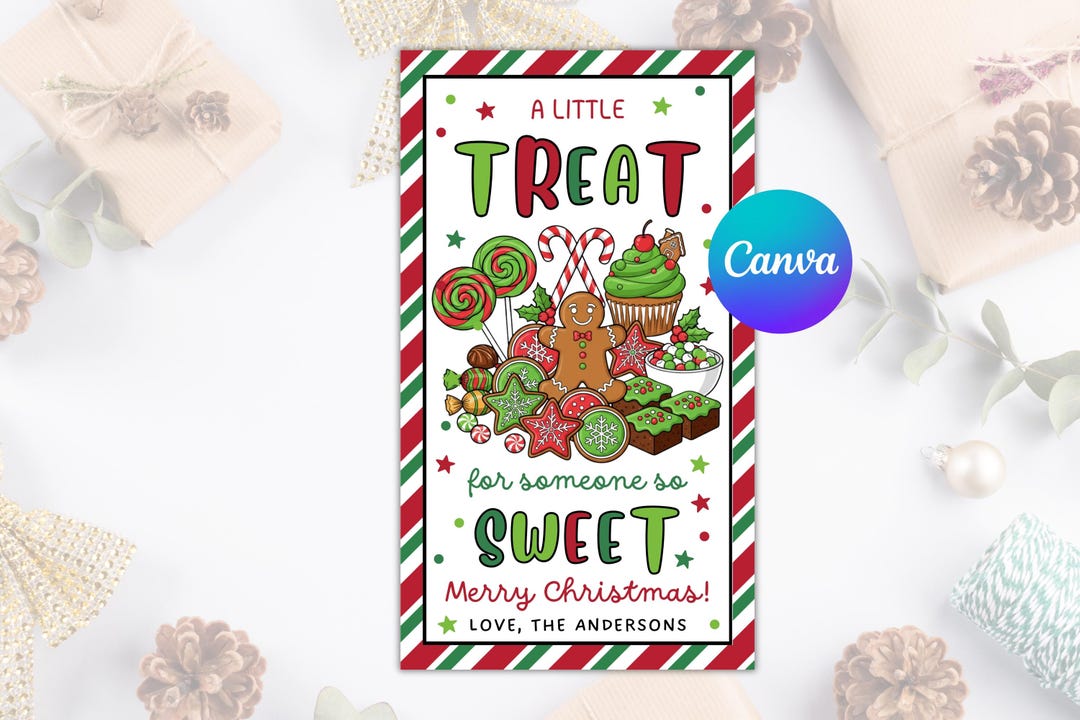 Editable Christmas A Little Treat for Someone so Sweet Gift Tag ...
