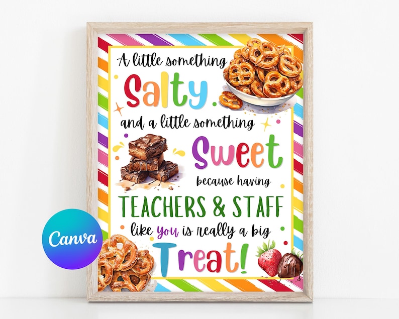 EDITABLE Salty and Sweet Appreciation Sign, Teacher Thank You Treat ...