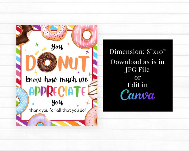 EDITABLE Donut Teacher Appreciation Sign, You Donut Know Teachers ...