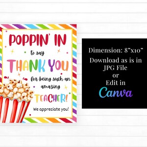 EDITABLE Popcorn Teacher Appreciation Sign, Popcorn Bar Appreciation ...