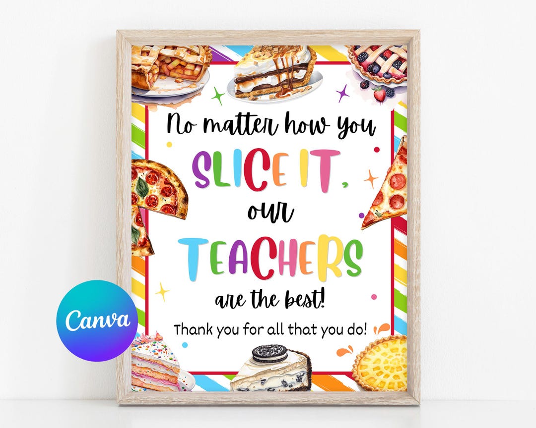 EDITABLE Pie Teacher Appreciation Sign, No Matter How You Slice It ...