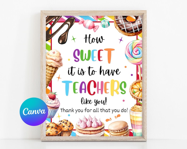 EDITABLE Sweets Teacher Appreciation Sign, How Sweet It is to Have ...