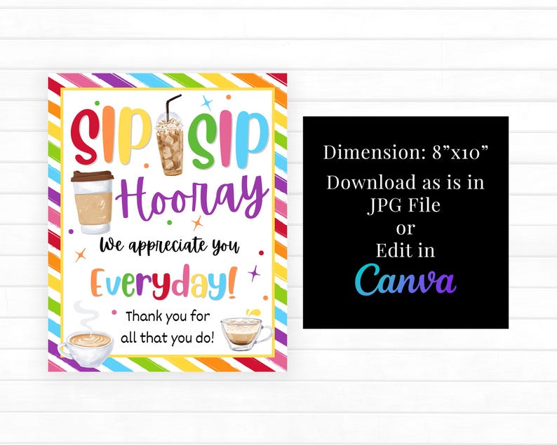 EDITABLE Coffee Teacher Appreciation Sign, Coffee Bar Appreciation, Sip ...