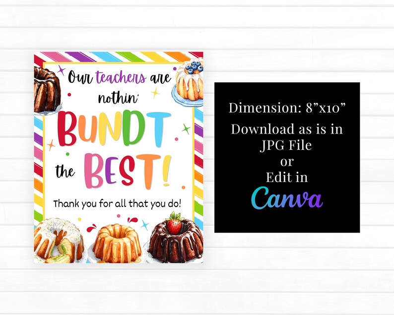 EDITABLE Bundts Teacher Appreciation Sign, Bundts Bar Appreciation ...