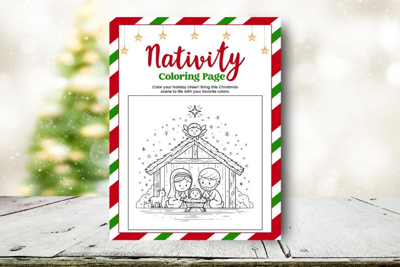 Christmas Nativity Manger Coloring Page, Printable Christmas Coloring ...