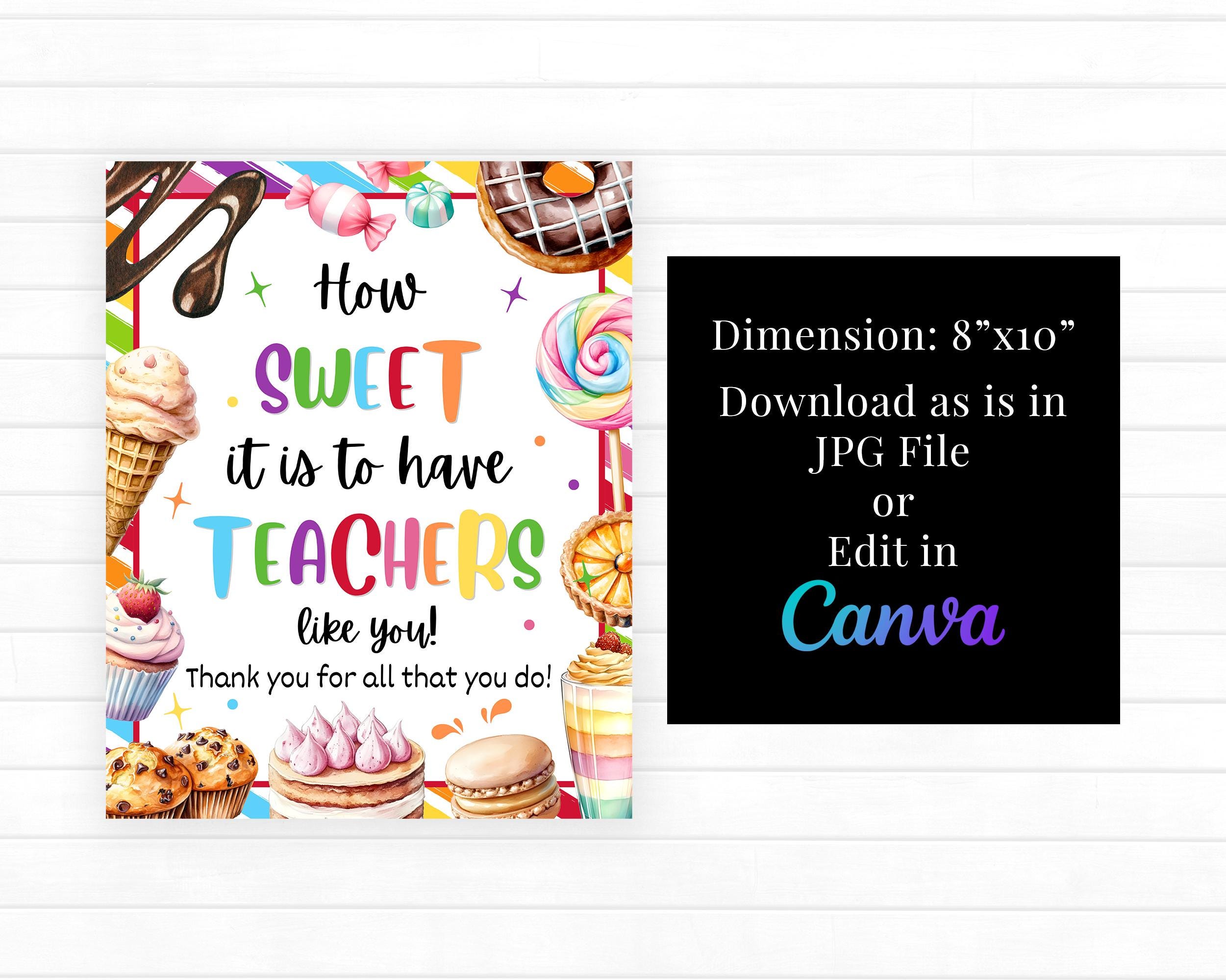 EDITABLE Sweets Teacher Appreciation Sign, How Sweet It is to Have ...