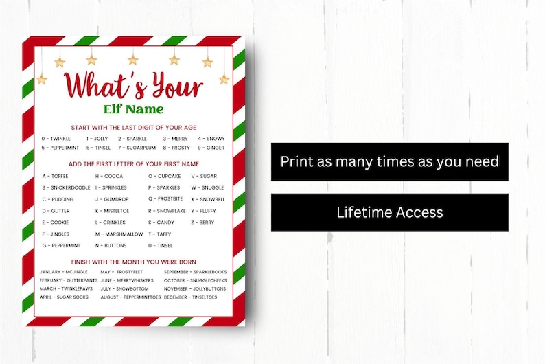 What’s Your Elf Name Game, Printable Christmas Games for Kids and ...