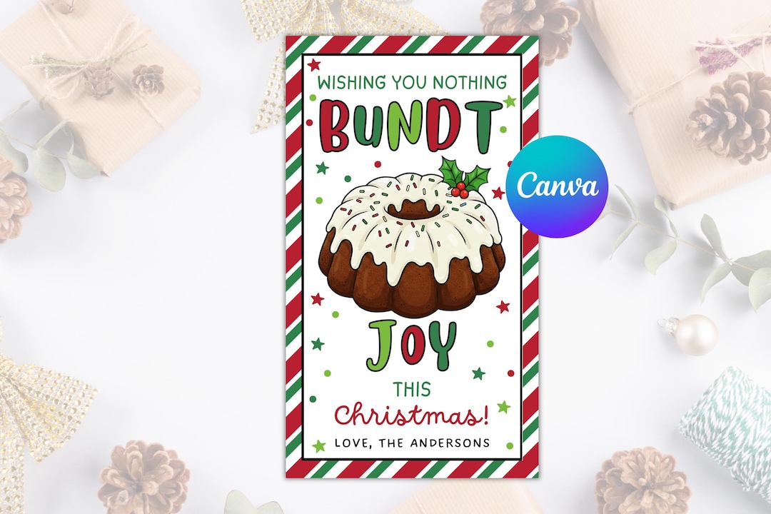 Editable Christmas Wishing You Nothing Bundt Joy Gift Tag, Printable ...