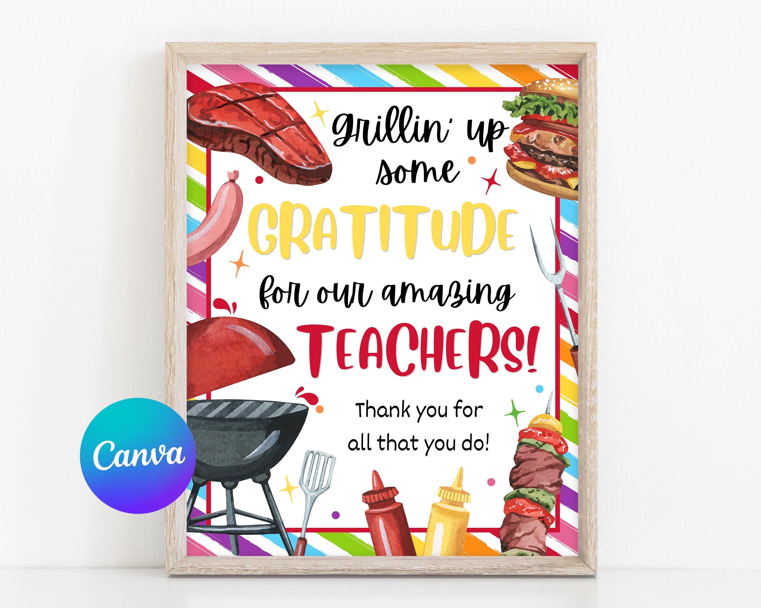 EDITABLE Barbecue Teacher Appreciation Sign, BBQ Teacher Appreciation ...