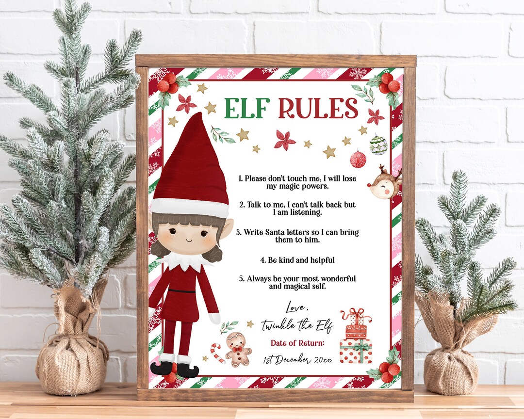 Editable Elf Rules Sign Santa Elf Arrival Rules Sign - Etsy Australia