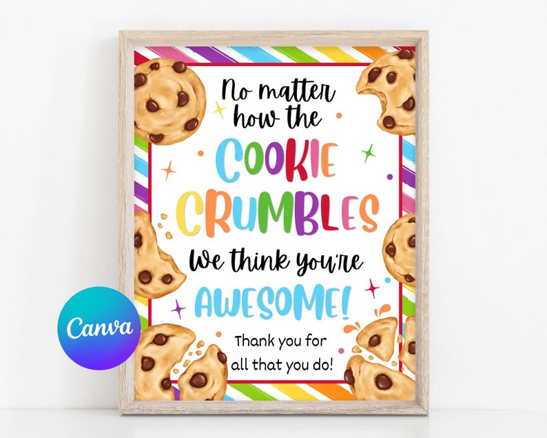 EDITABLE Cookies Teacher Appreciation Sign, No Matter How the Cookie ...