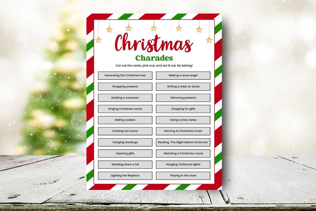 Christmas Charades Game, Printable Christmas Games for Kids and Adults ...