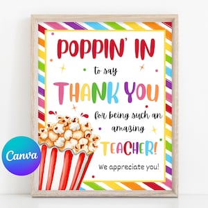 EDITABLE Popcorn Teacher Appreciation Sign, Popcorn Bar Appreciation ...