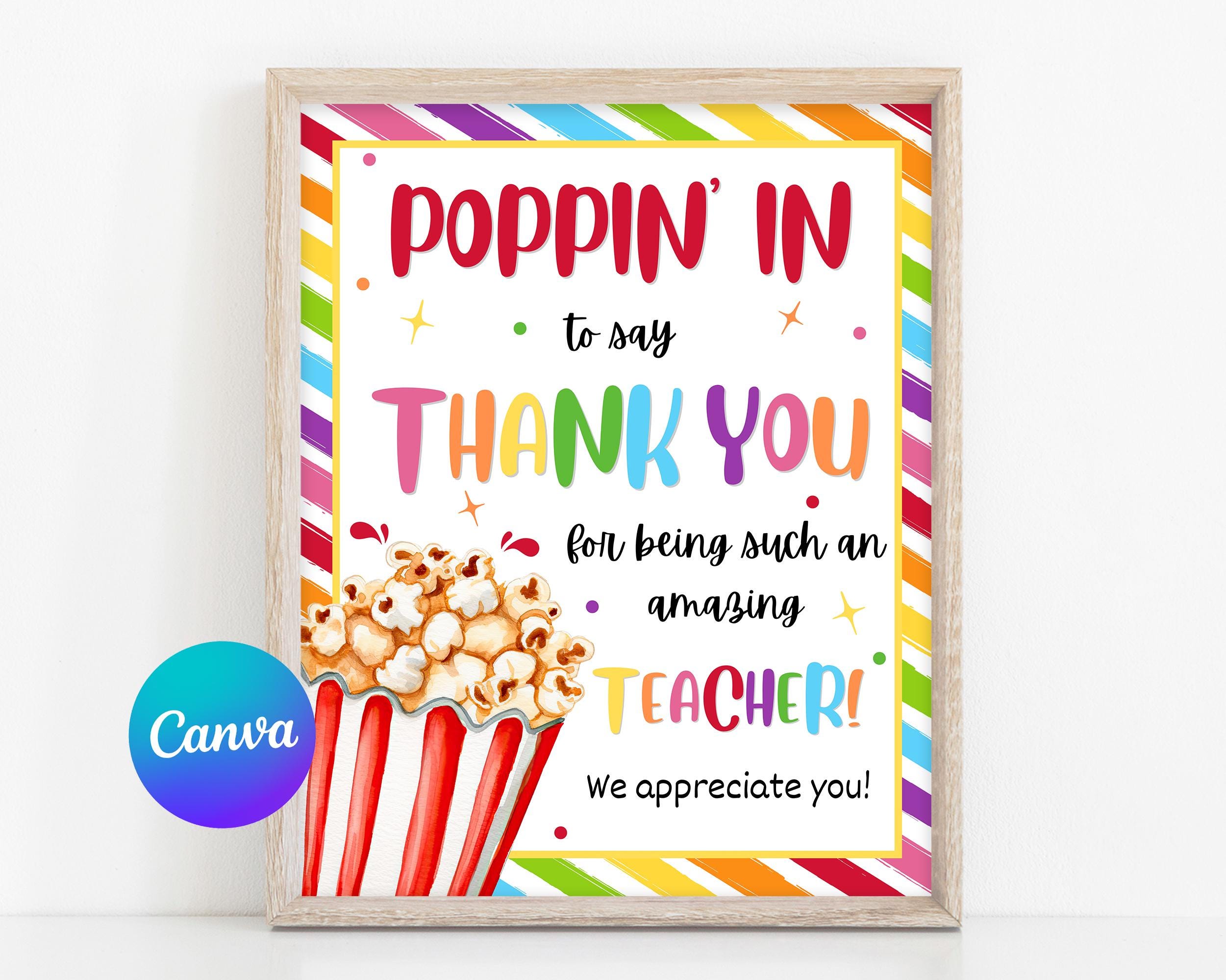 EDITABLE Popcorn Teacher Appreciation Sign, Popcorn Bar Appreciation ...