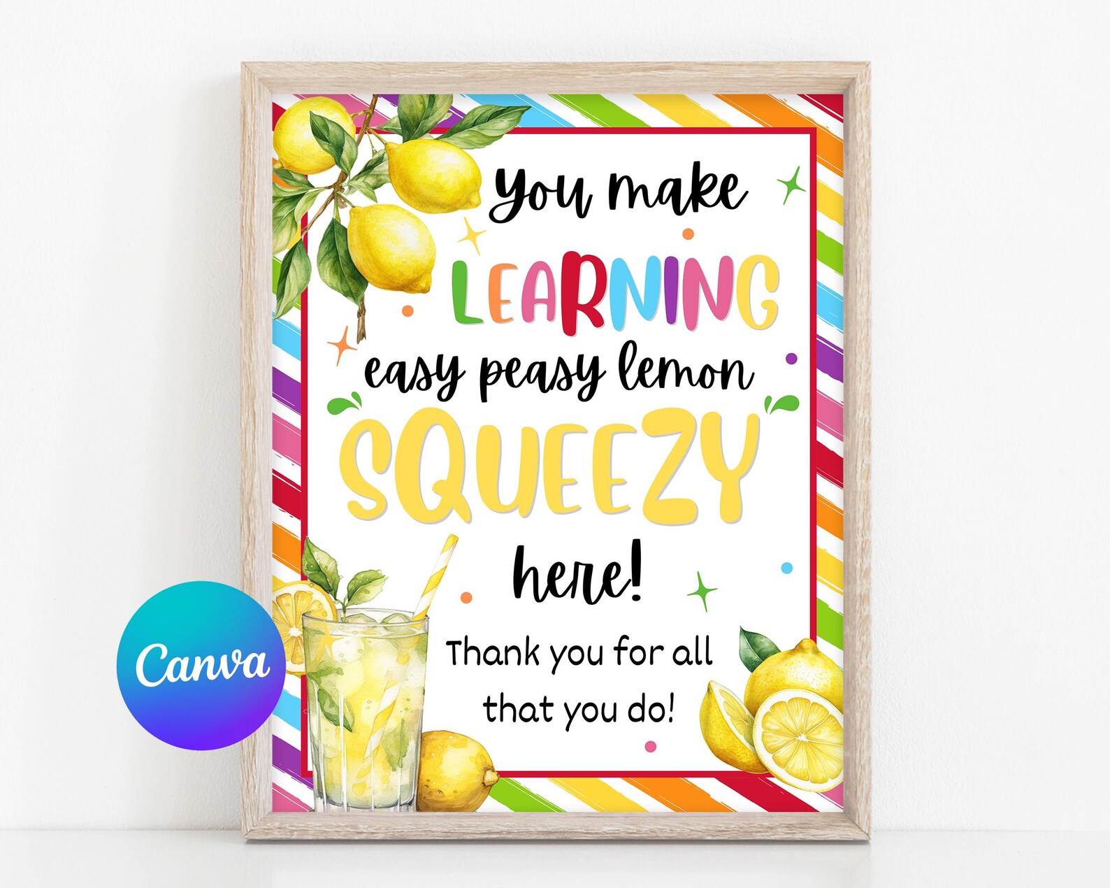EDITABLE Lemonade Teacher Appreciation Sign, Lemon Squeeze Stand Sign ...