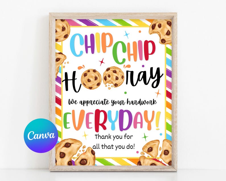 EDITABLE Cookies Teacher Appreciation Sign, Chip Chip Hooray Teacher ...