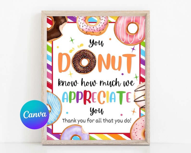 EDITABLE Donut Teacher Appreciation Sign, You Donut Know Teachers ...