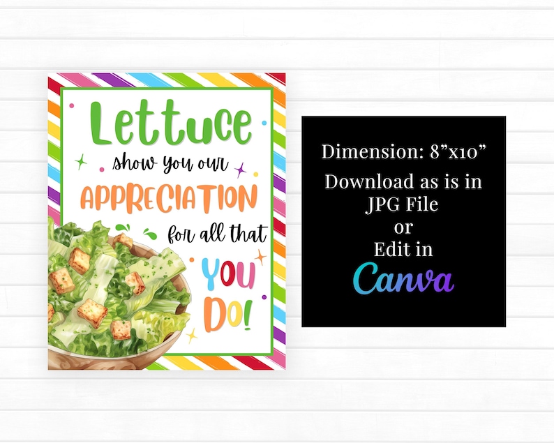 EDITABLE Lettuce Teacher Appreciation Sign, Salad Bar Appreciation ...