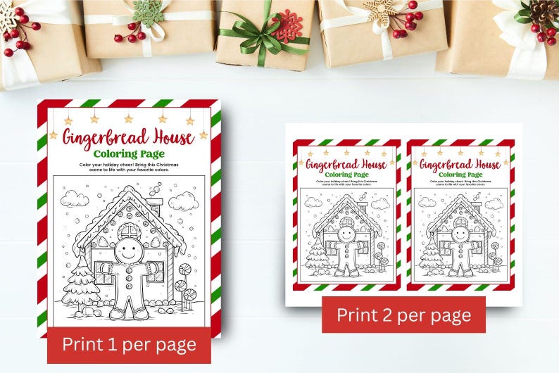Christmas Gingerbread House Coloring Page, Printable Christmas Coloring ...