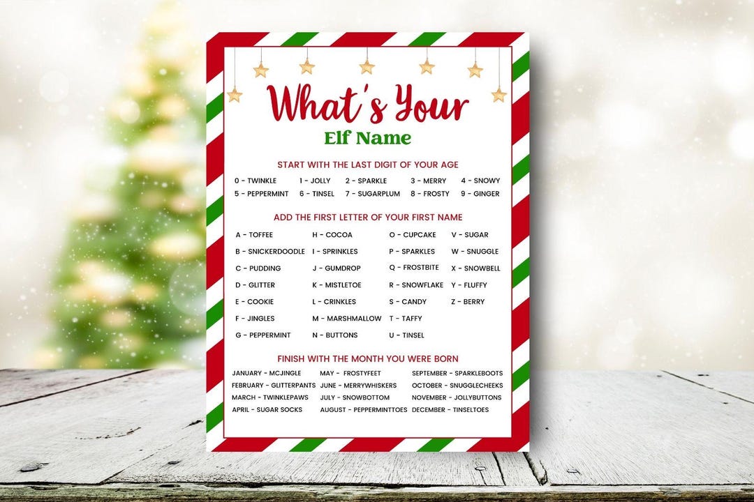What’s Your Elf Name Game, Printable Christmas Games for Kids and ...