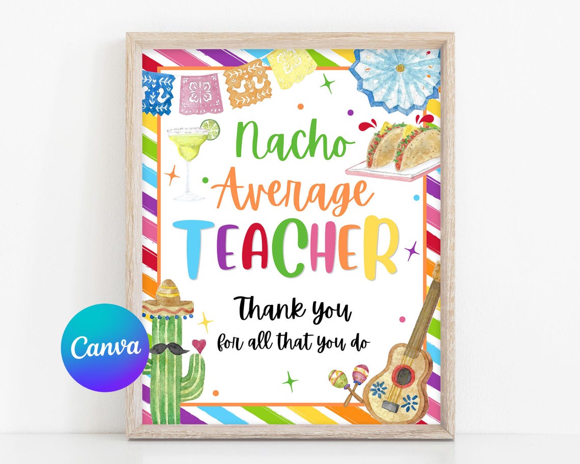 EDITABLE Nachos Teacher Appreciation Sign, Mexican Food Teacher ...