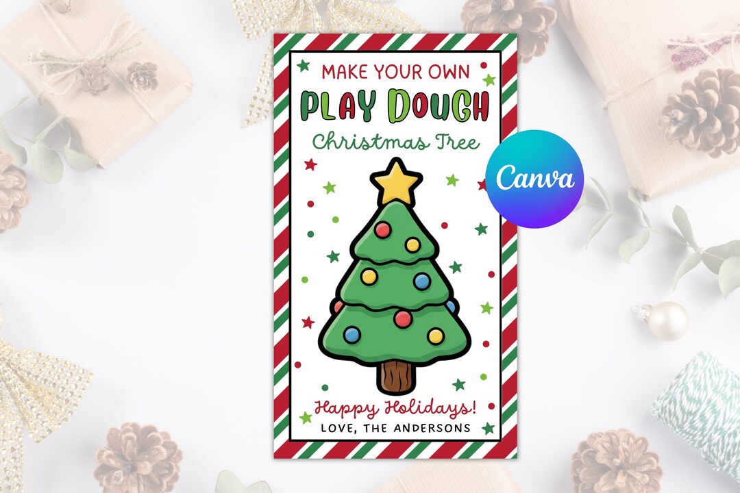Editable Christmas Make Your Own Play Dough Christmas Tree Gift Tag ...