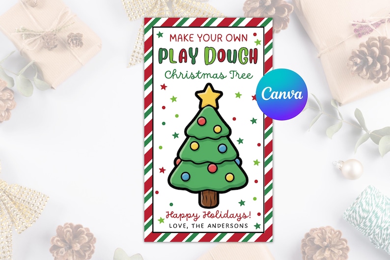 Editable Christmas Make Your Own Play Dough Christmas Tree Gift Tag ...