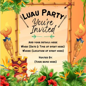 Luau Party Invitation - Etsy