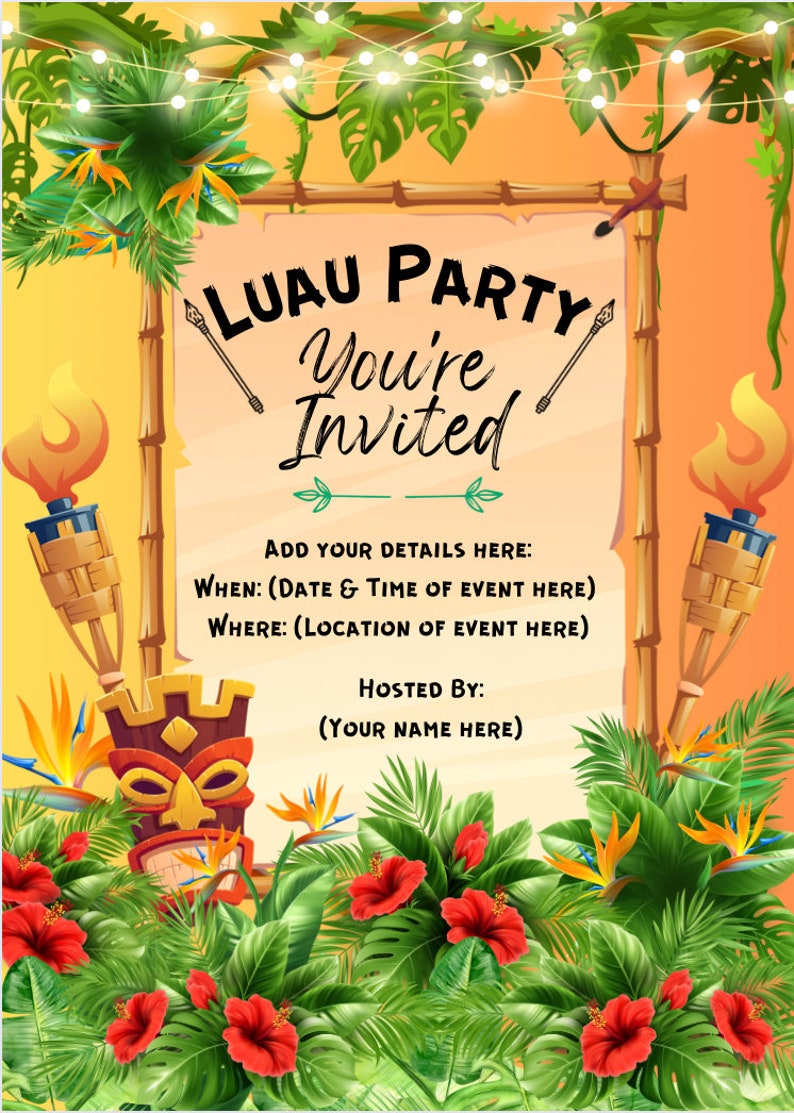 Luau Party Invitation - Etsy