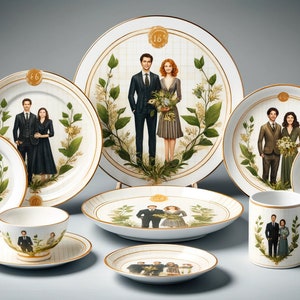 Luxury Personalized Family Photo Fine China Set - Custom Decorative ...