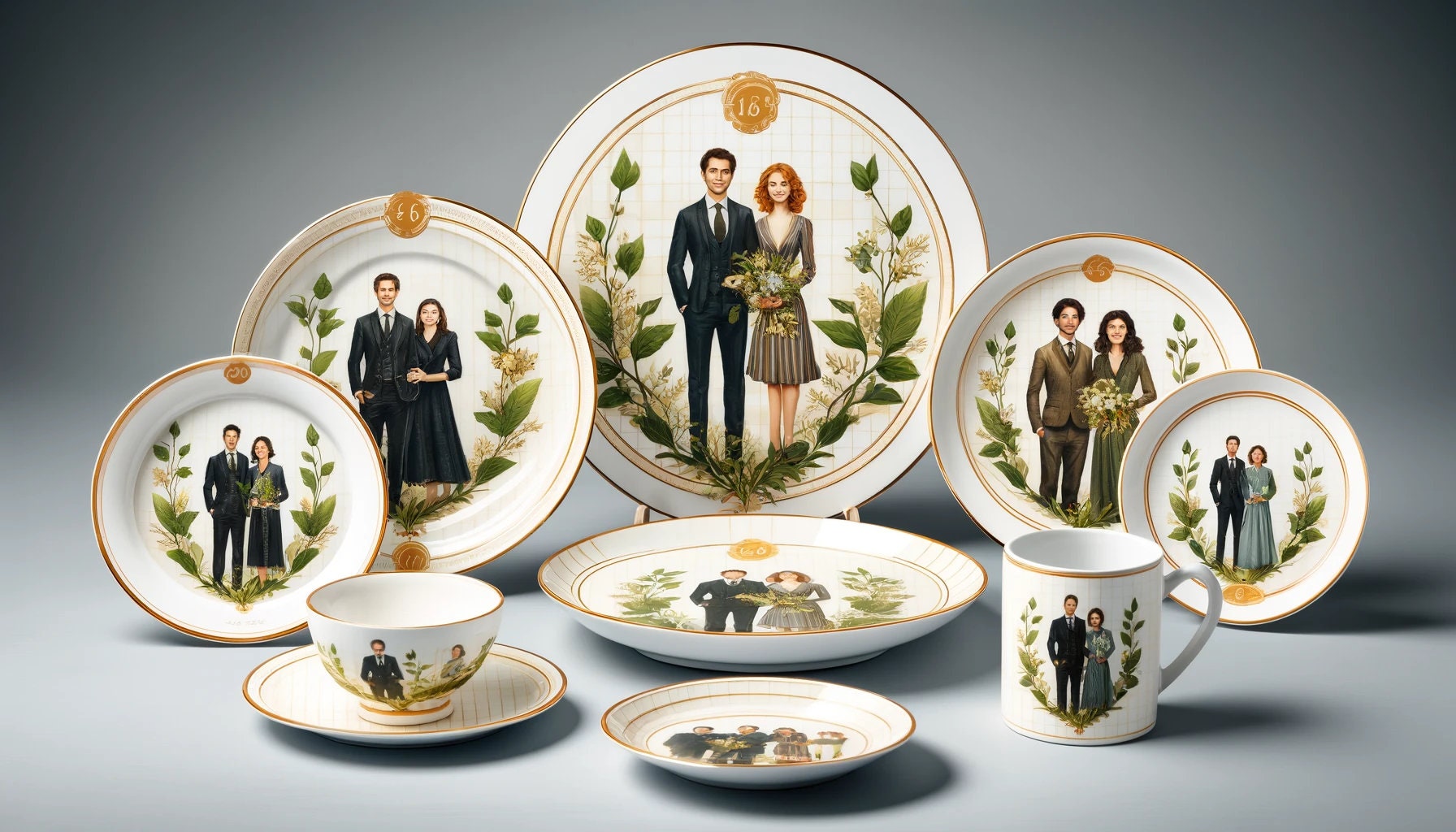 Luxury Personalized Family Photo Fine China Set Custom Decorative ...