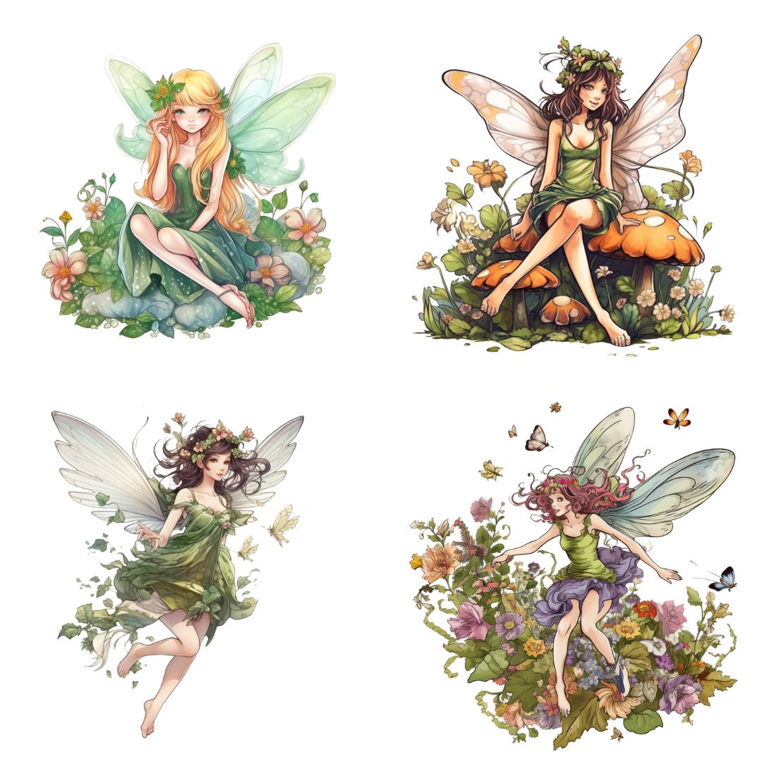 Gorgeous Woodland Fairy Clipart - Bundle of 16 PNG Images, 300 Dpi ...