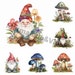 Fun &amp; Whimsical Garden Gnome Clipart -bundle of 20 Gnomes, Toadstools ...