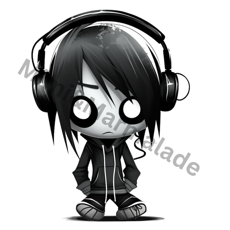 Emo Style Clipart - 8 Fun & Funky Emo Characters in PNG Format Instant ...