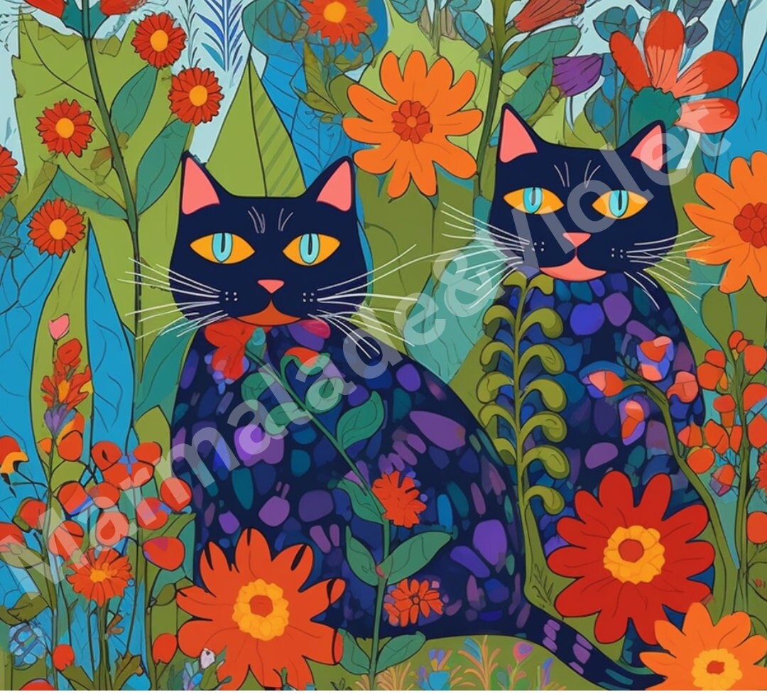 Funky & Fun Cat Art - AI 300 Dpi PNG Files for Download, Cool Cats, for ...