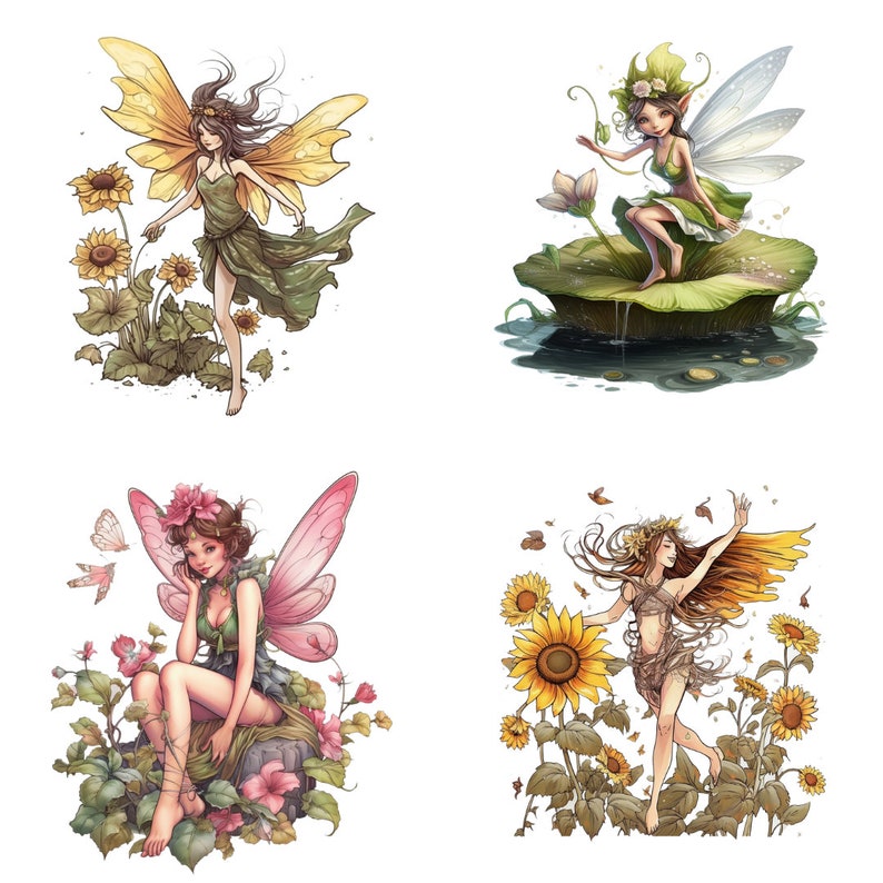Gorgeous Woodland Fairy Clipart - Bundle of 16 PNG Images, 300 Dpi ...