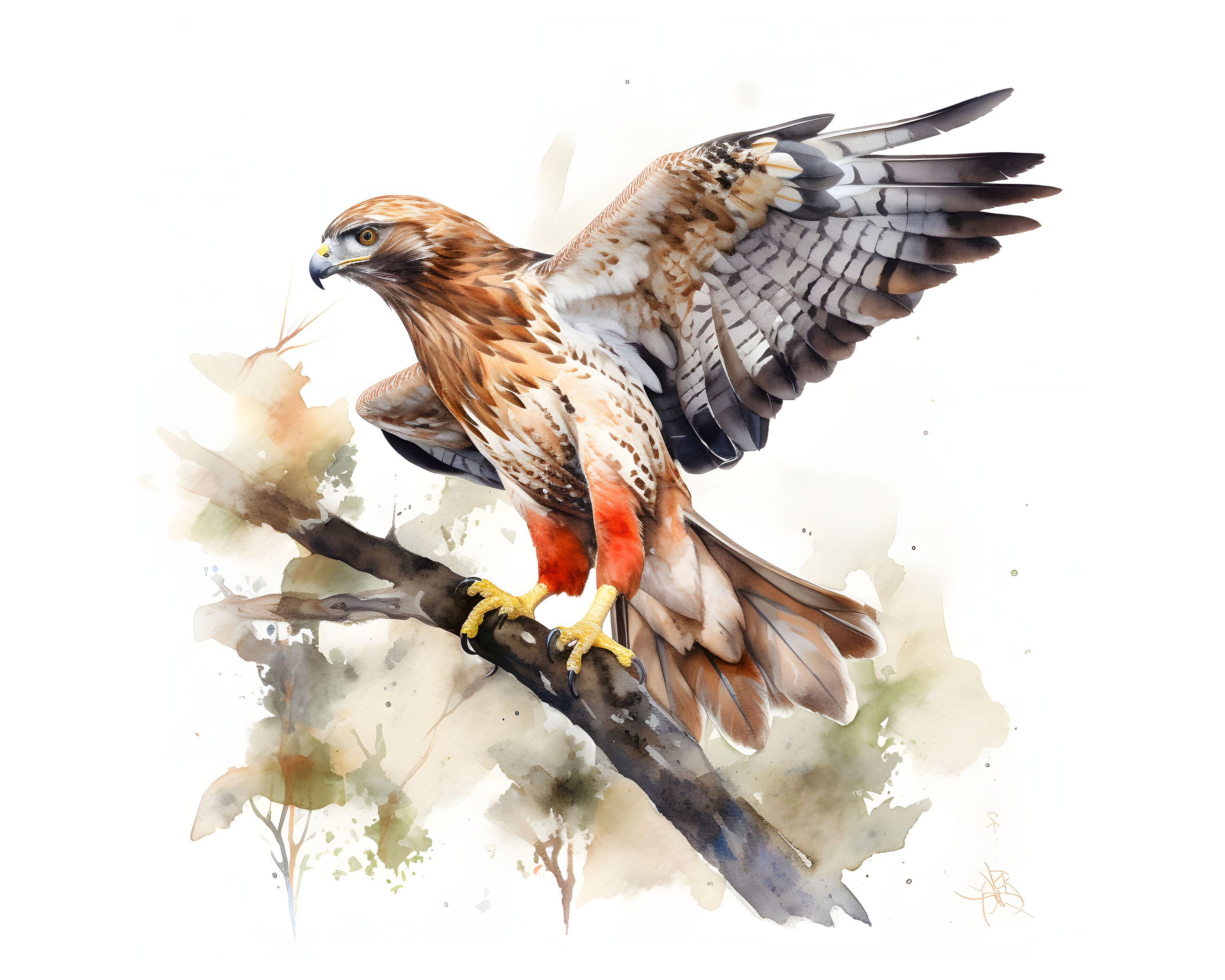 Red-tailed Hawk Clipart 12 High Quality Jpgs Instant - Etsy