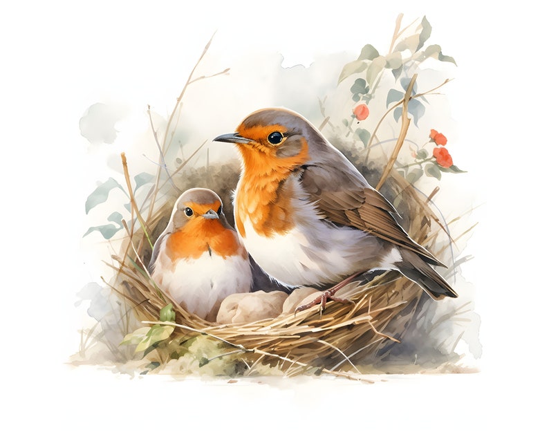 European Robin Clipart 12 High Quality Jpgs Instant - Etsy